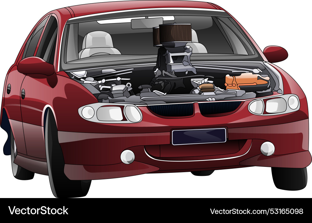 Red drag racing car with black strip Royalty Free Vector