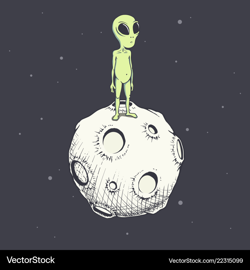 Alien on the Moon Royalty Free Vector Image - VectorStock