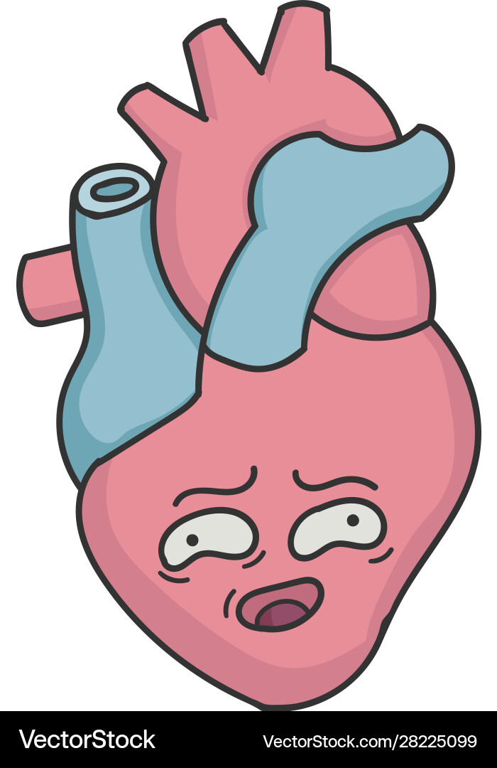 Awkward cartoon human heart Royalty Free Vector Image