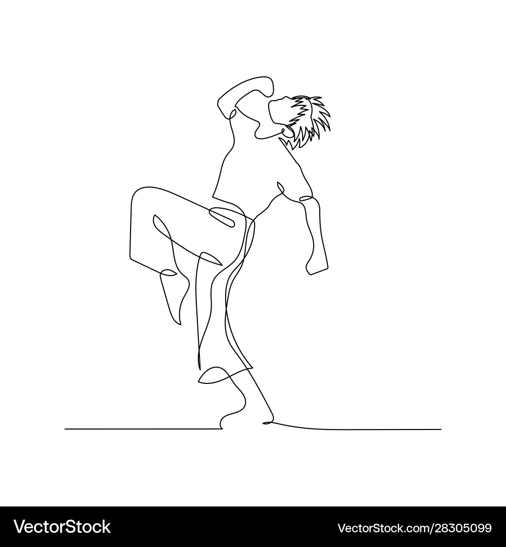 Continuous one line expressively dancing woman Vector Image