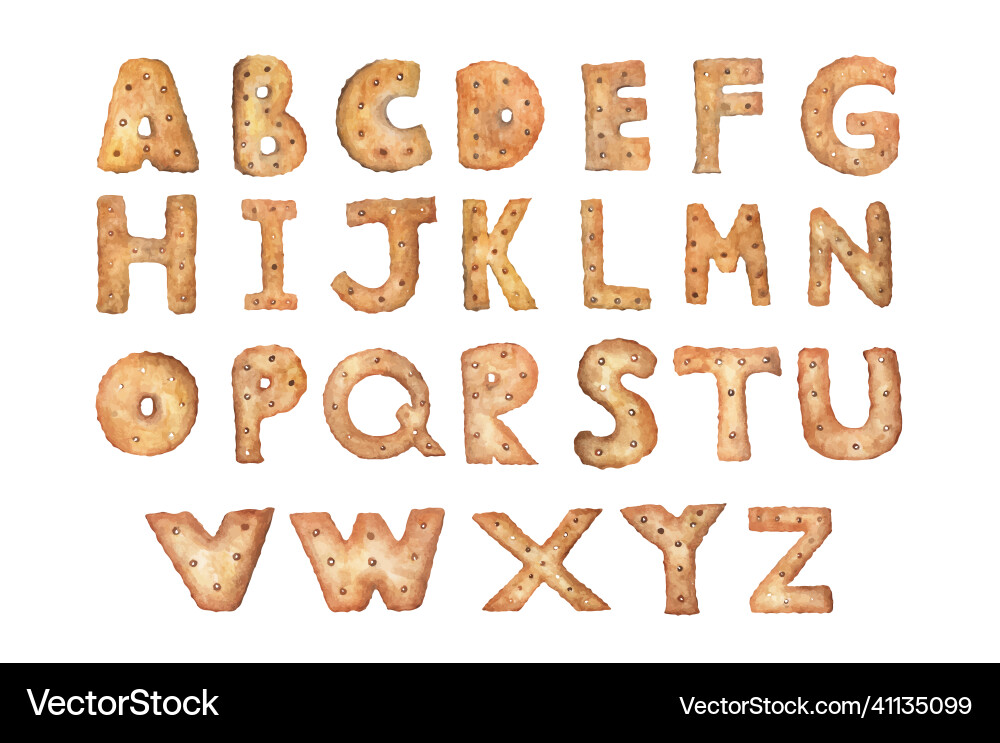 Cookie alphabet baking abc watercolor Royalty Free Vector