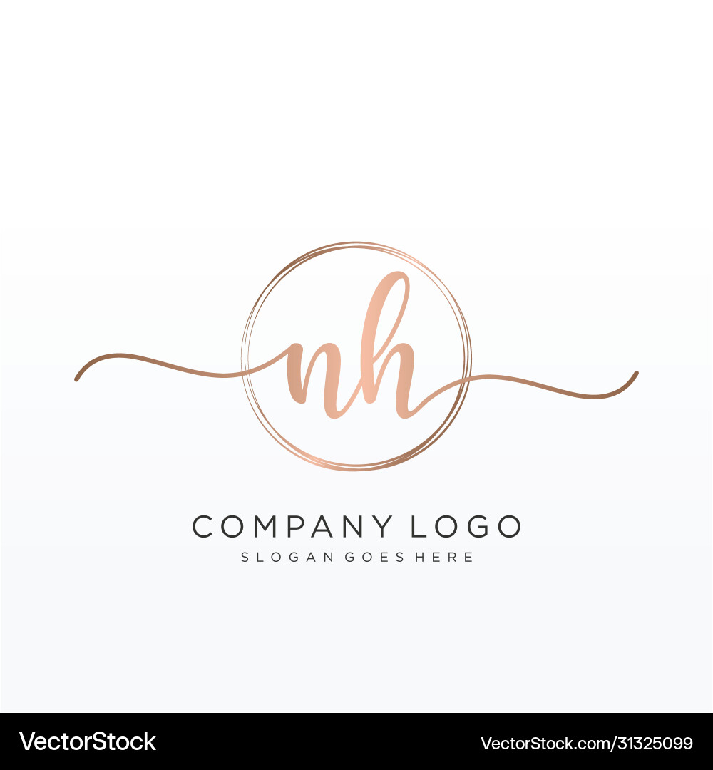 Nh initial handwriting logo design Royalty Free Vector Image