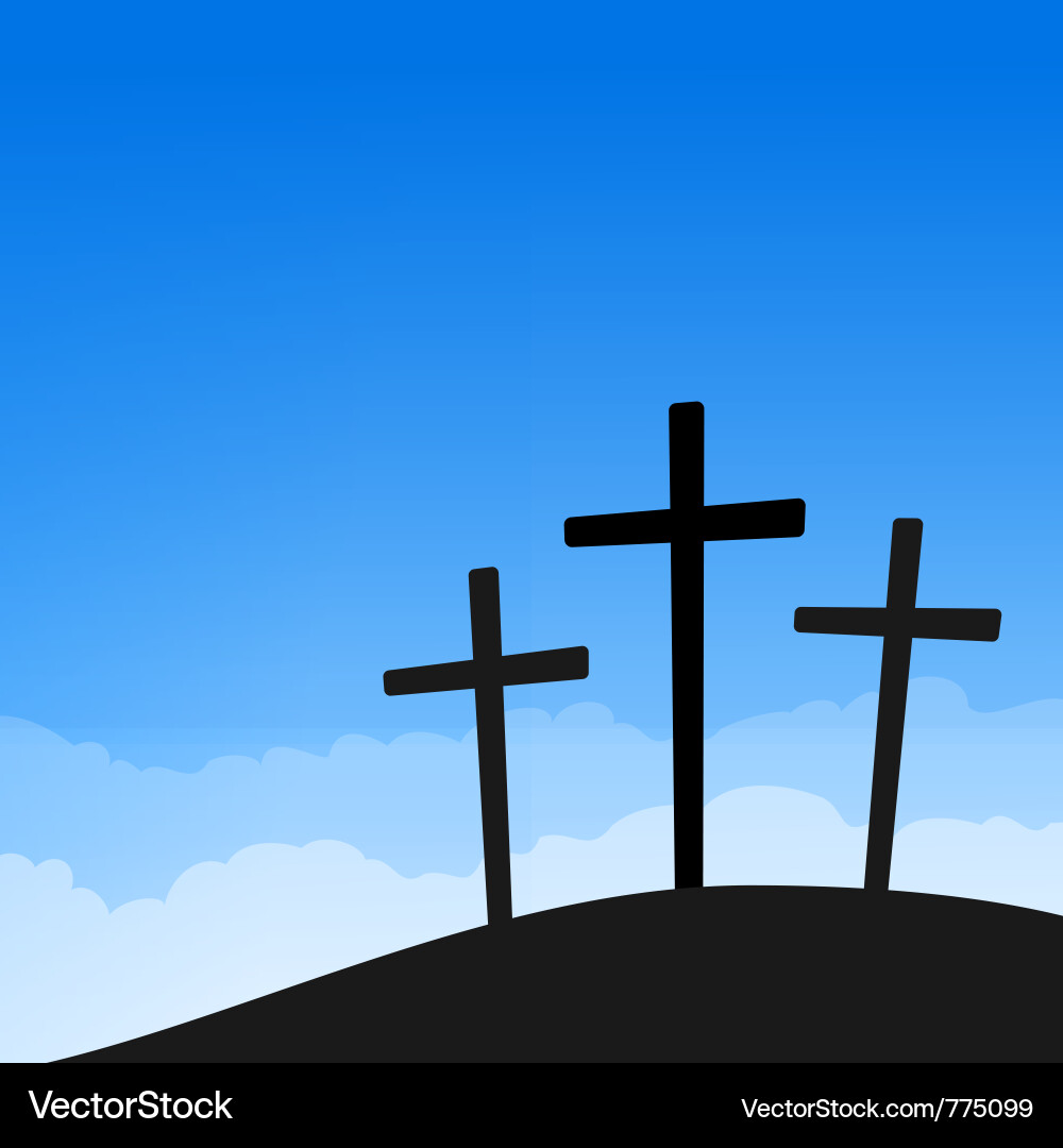 Three crosses on blue sky Royalty Free Vector Image