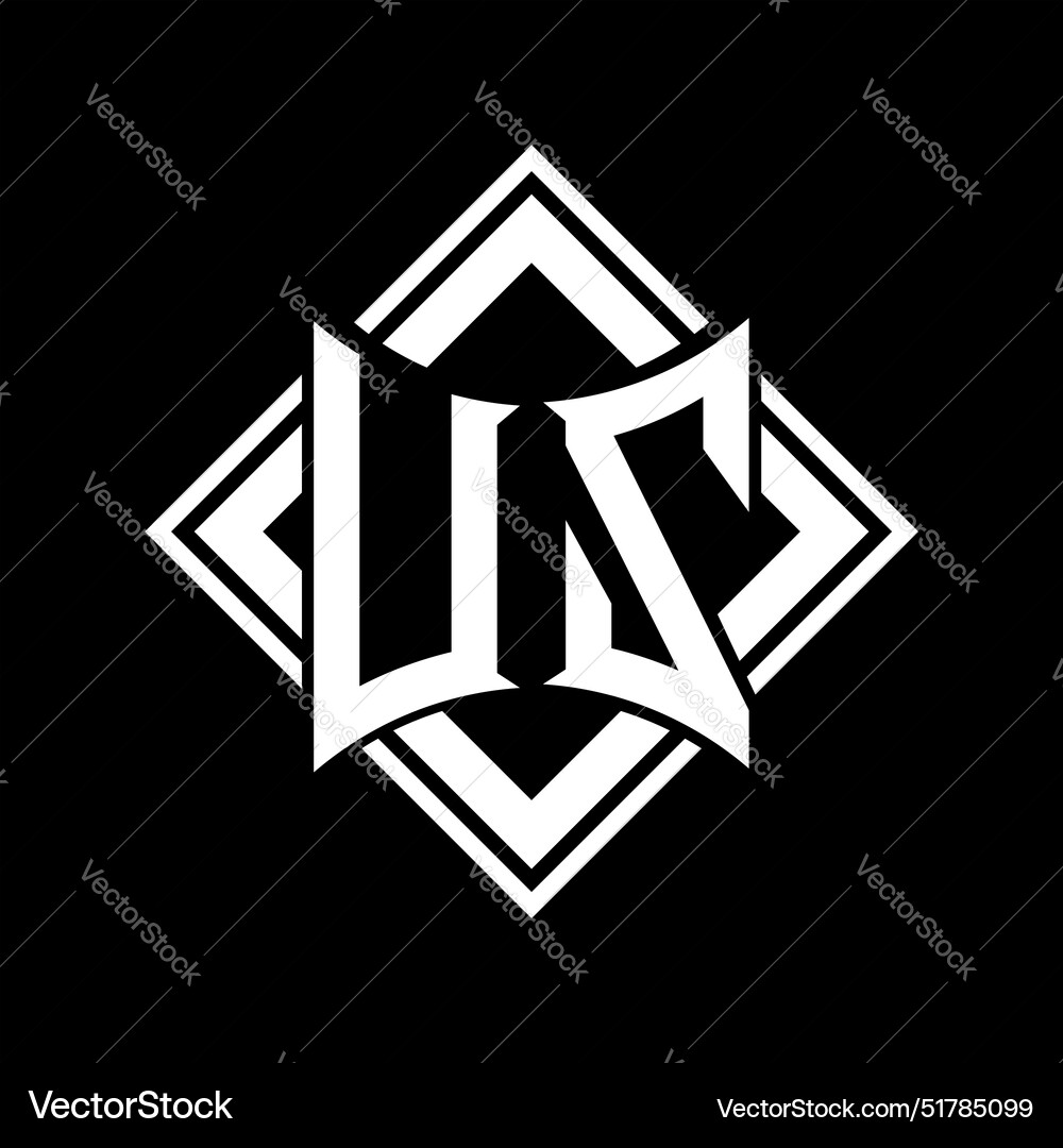 Uz letter logo abstract shield shape with square Vector Image
