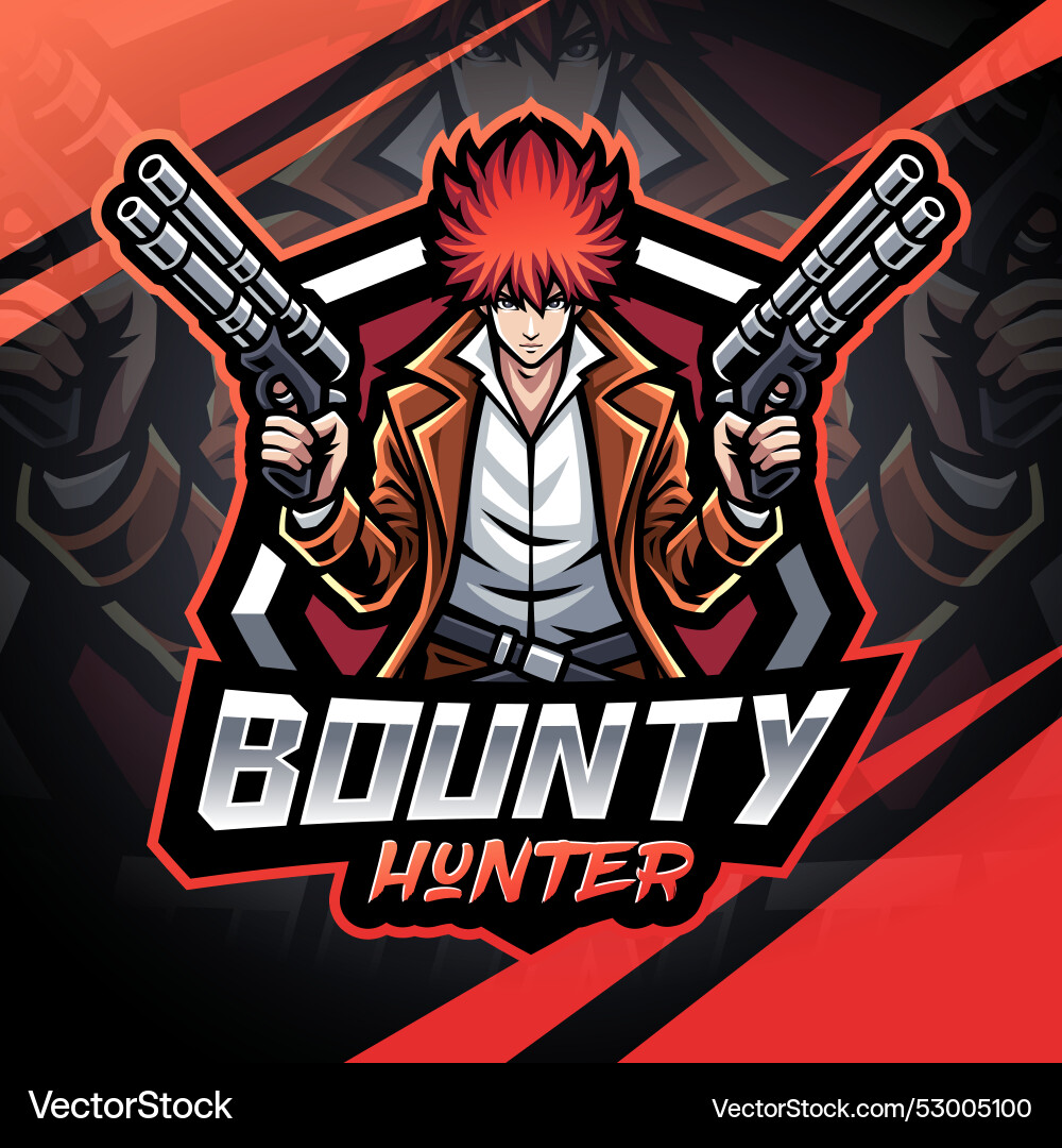 Bounty hunter esport mascot logo design Royalty Free Vector