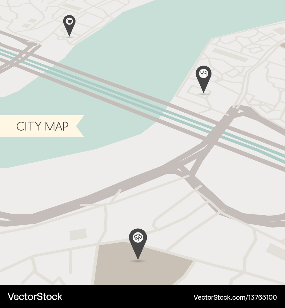 City map Royalty Free Vector Image - VectorStock