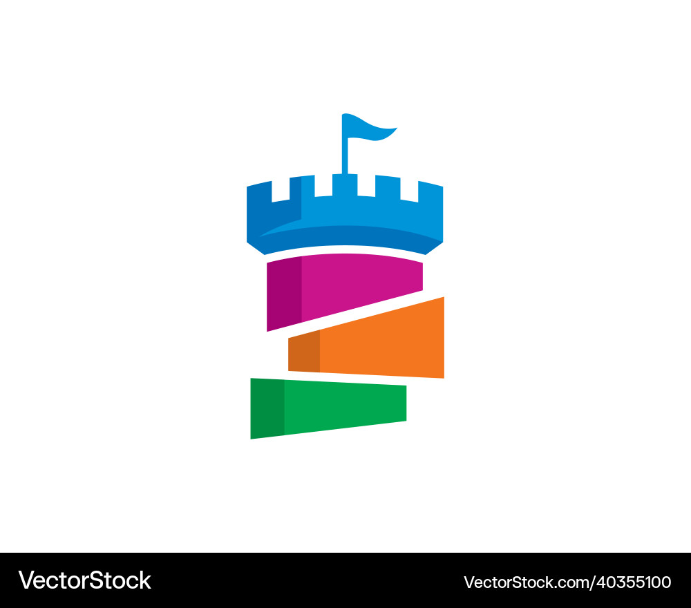 Color castle logo template icon symbol Royalty Free Vector