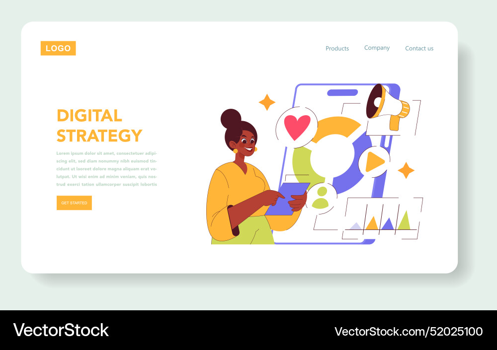 Digital strategy flat Royalty Free Vector Image