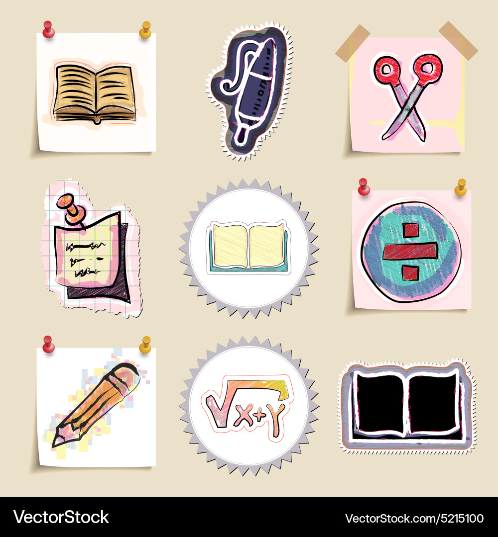 Hand drawn education emblems set isolated Vector Image