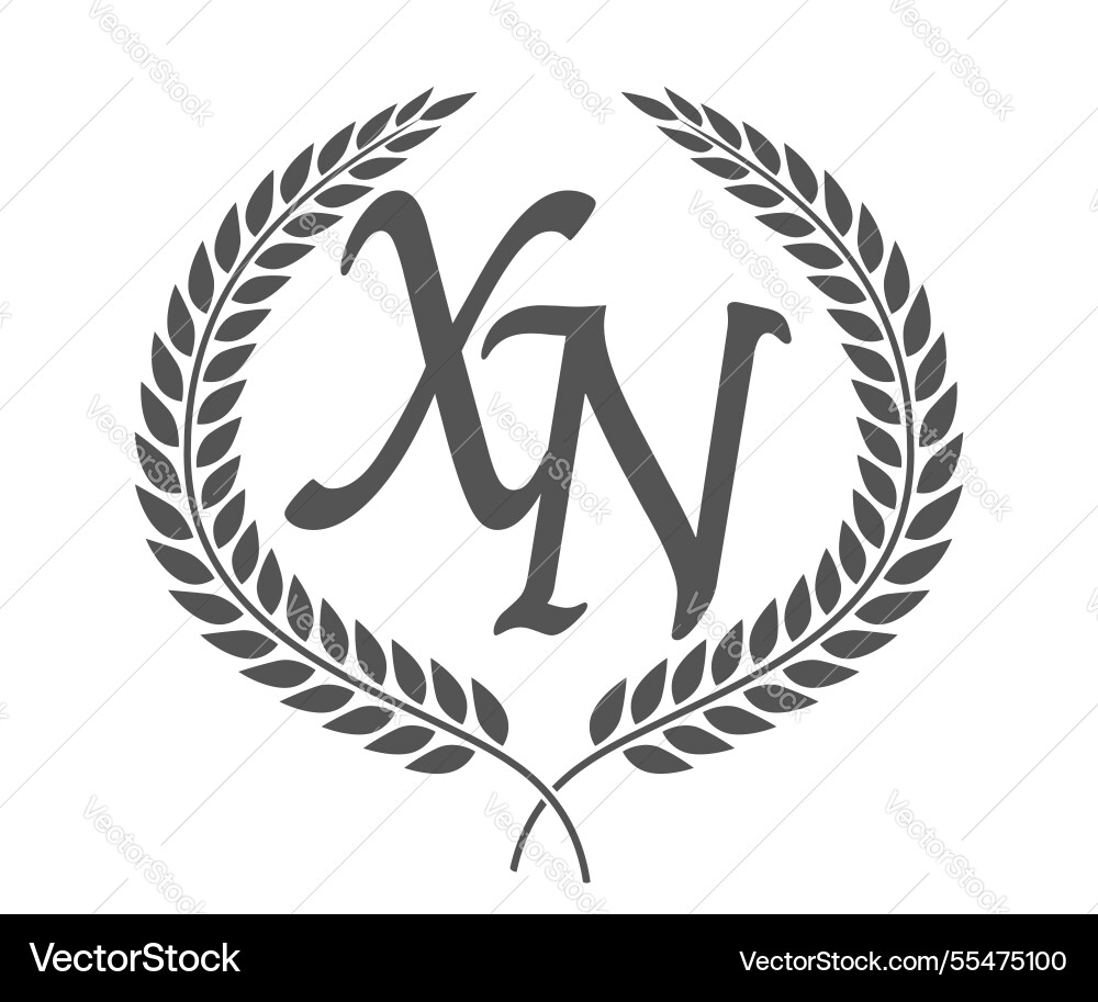 Initial letter x and n xn monogram logo design Vector Image