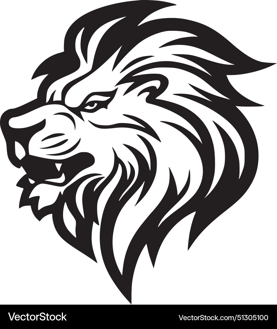 Lion - black and white Royalty Free Vector Image