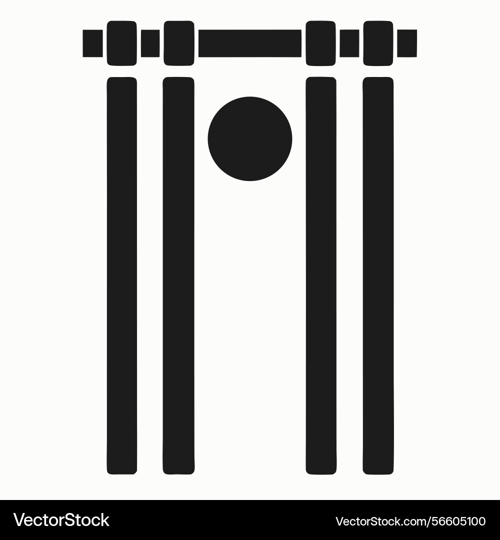 Simple cricket stumps and bails icon Royalty Free Vector