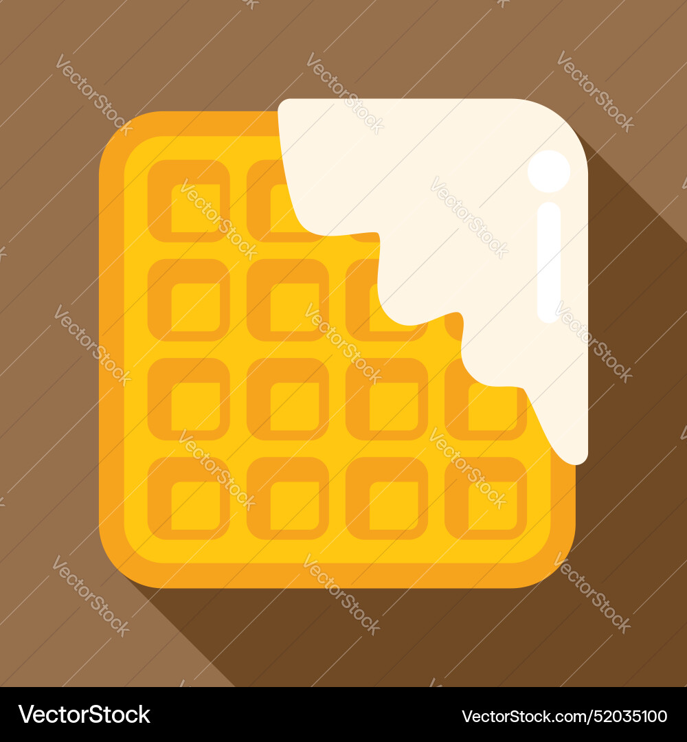 Square waffle dripping with syrup on brown Vector Image