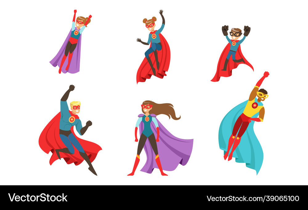 Superhero characters set brave superman Royalty Free Vector