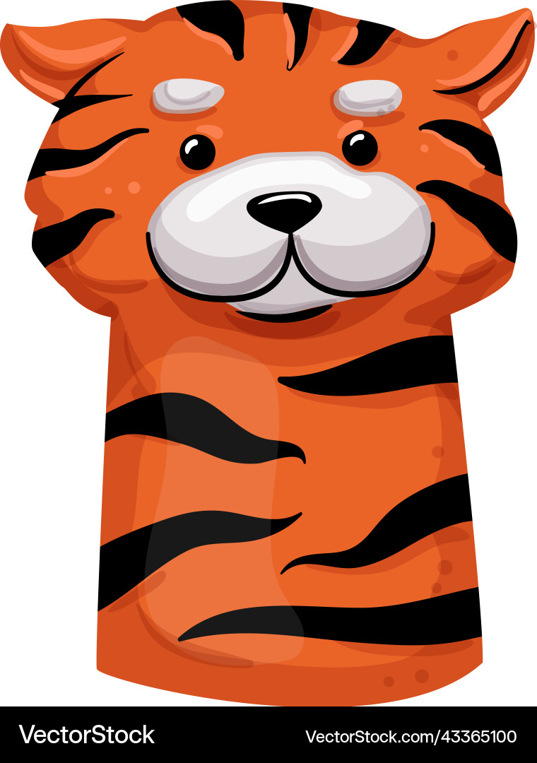 Tiger hand puppet cartoon Royalty Free Vector Image