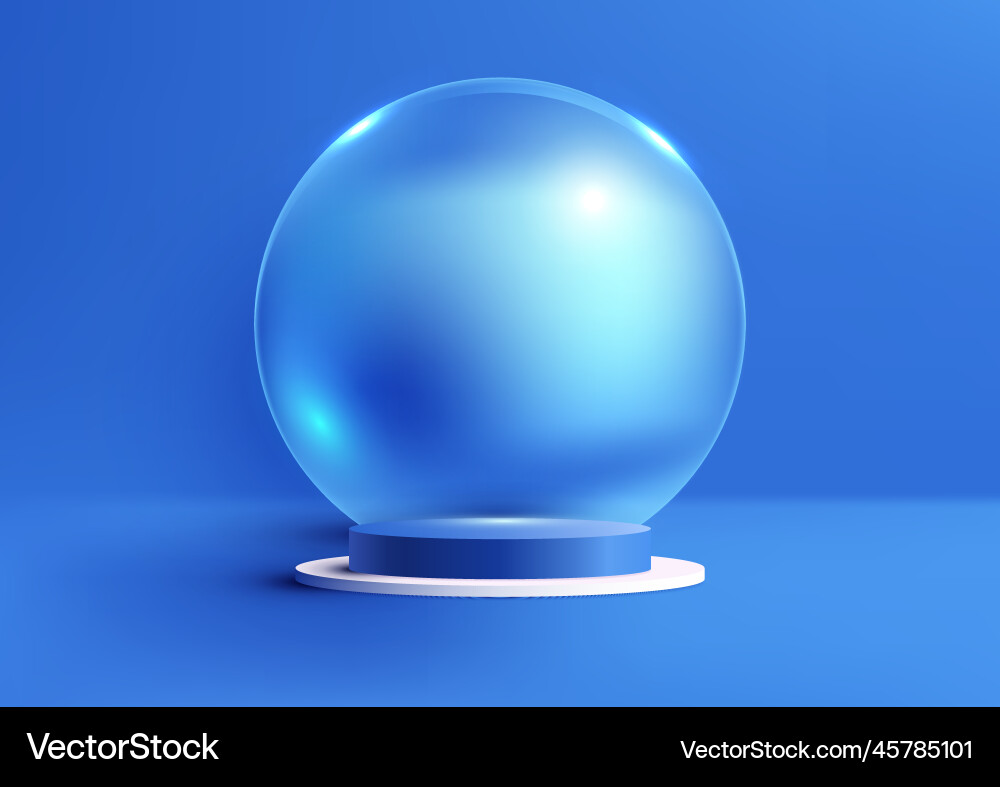 3d realistic empty blue and white cylinder level Vector Image