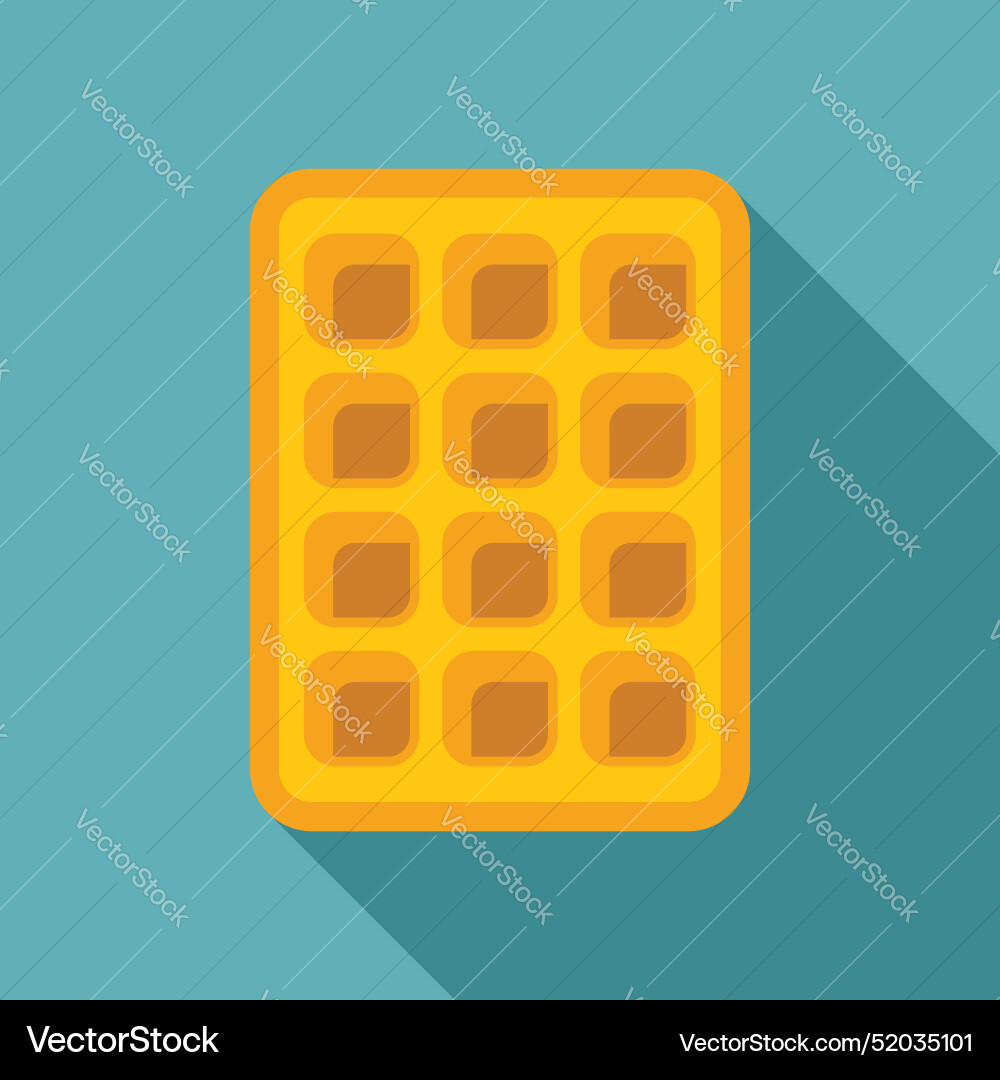 Delicious square waffle baking on turquoise Vector Image