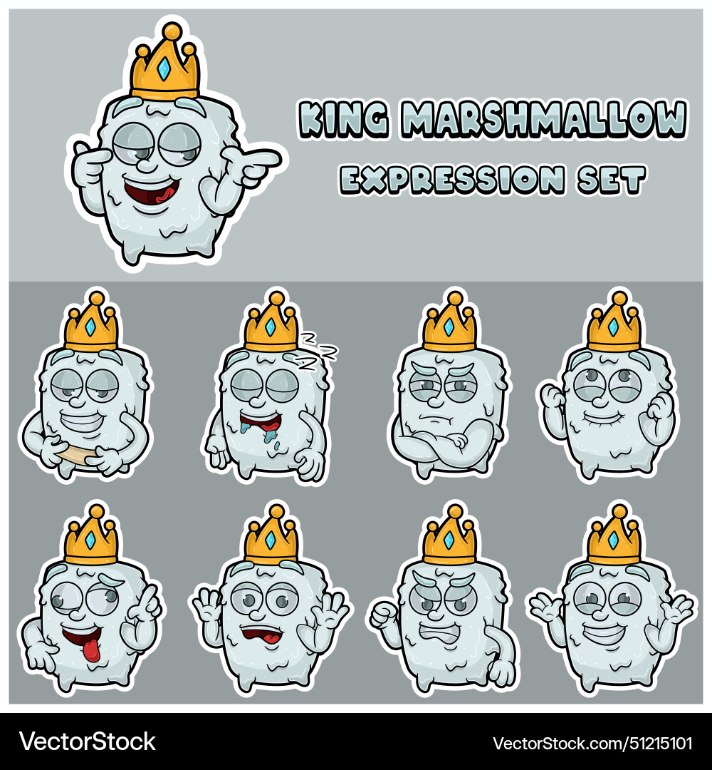 Marshmallow expression set mascot cartoon Vector Image