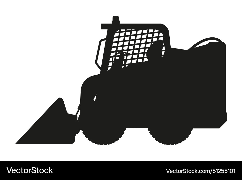 Mini front loader silhouette heavy machinery Vector Image