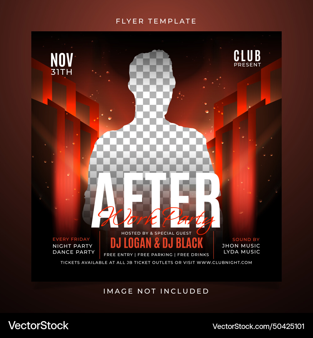Party after work flyer template Royalty Free Vector Image