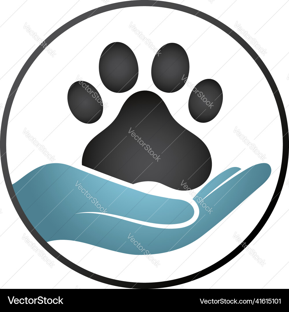 Pet paw in hand symbol Royalty Free Vector Image