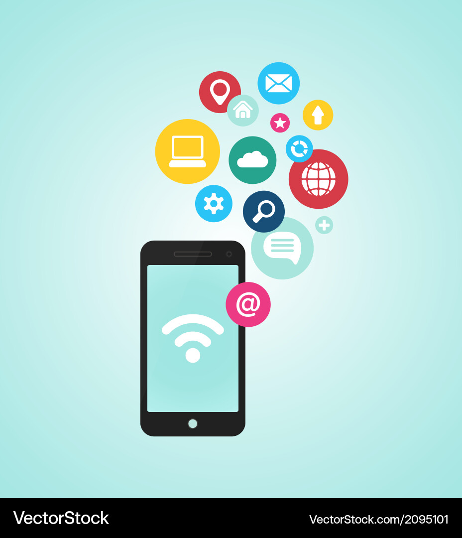 Smartphone device with applications app icons Vector Image