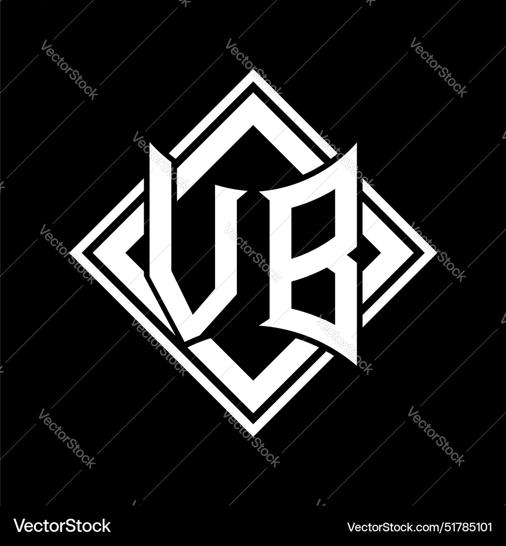 Vb letter logo abstract shield shape with square Vector Image