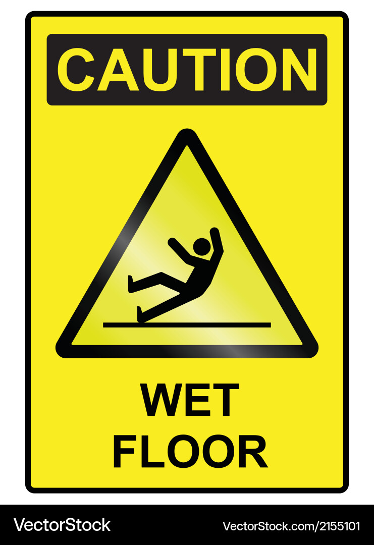 Wet floor hazard sign Royalty Free Vector Image