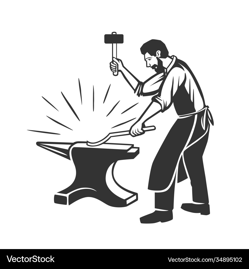 Blacksmith logo design Royalty Free Vector Image