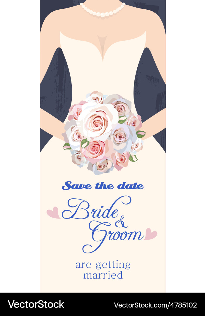 Bride with bouquet of roses Royalty Free Vector Image