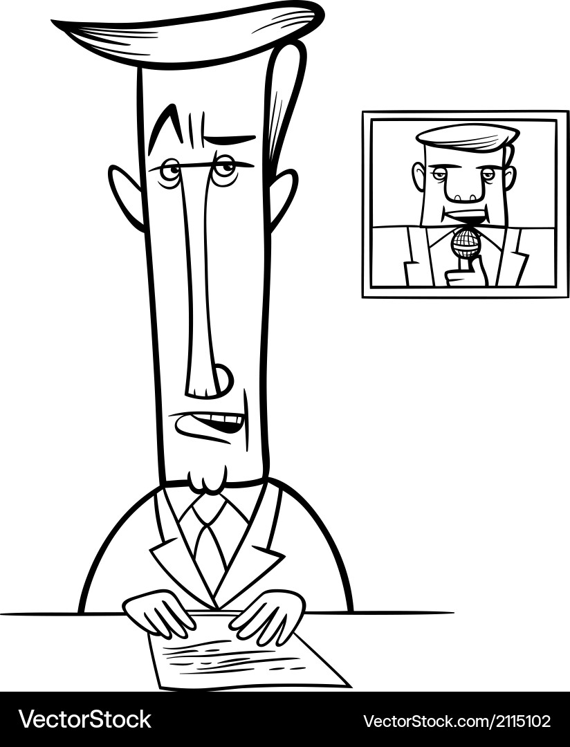 Broadcaster on television coloring page Royalty Free Vector