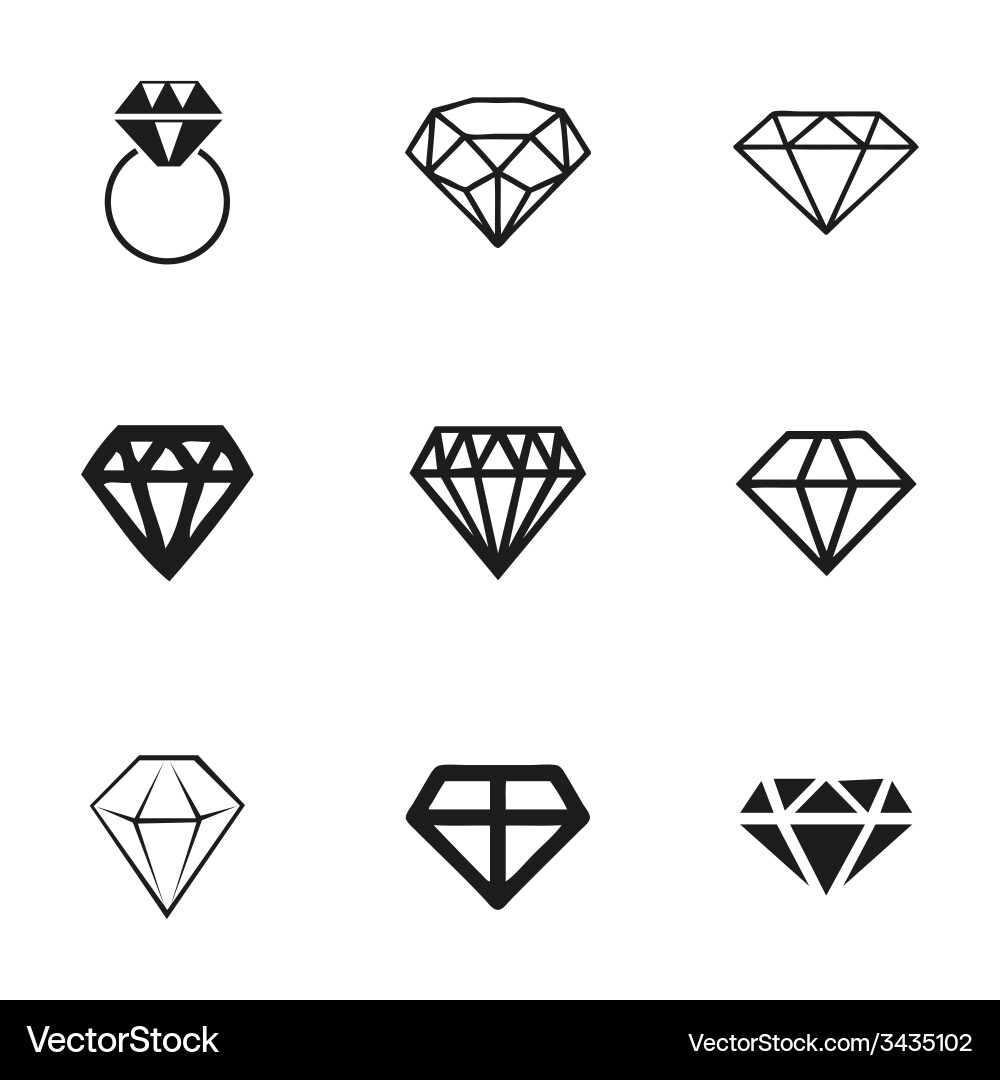 Diamond icons set Royalty Free Vector Image - VectorStock