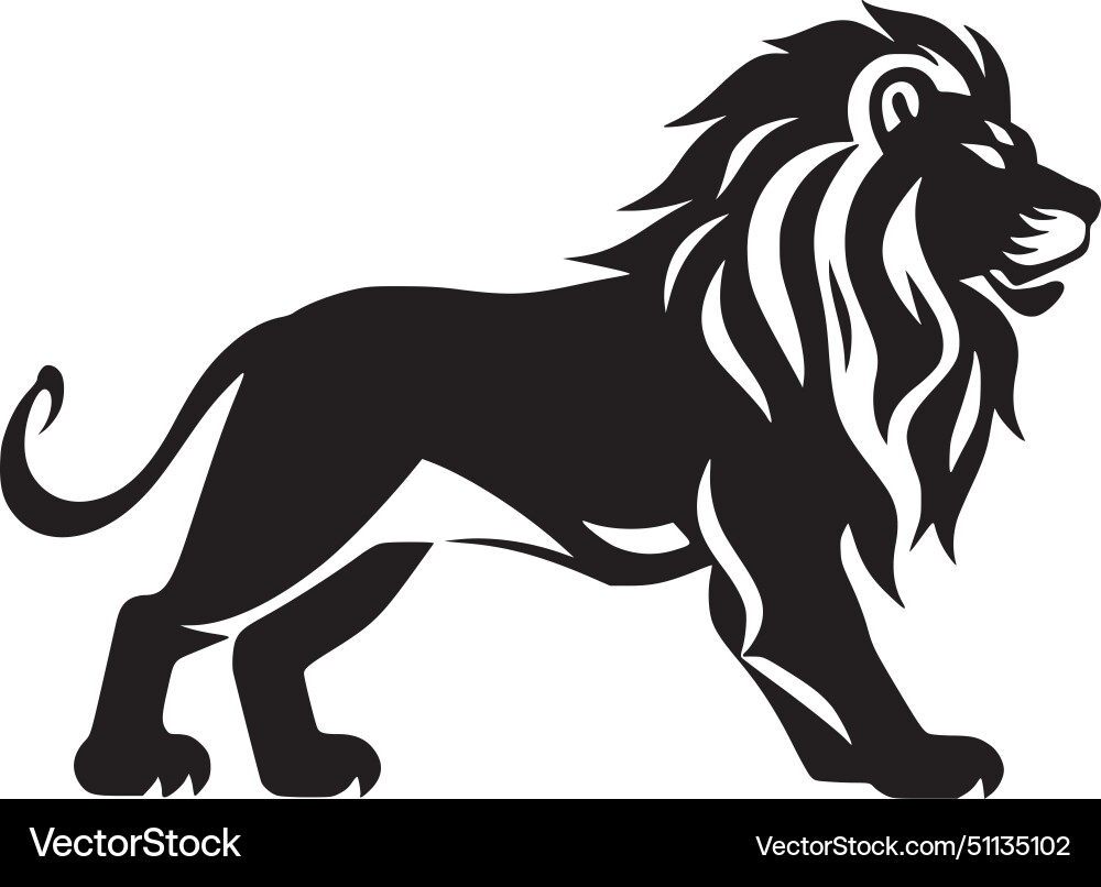 Lion - black and white Royalty Free Vector Image