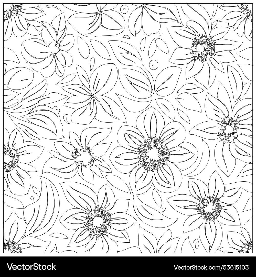 Cempaka flower pattern outline sketch Royalty Free Vector