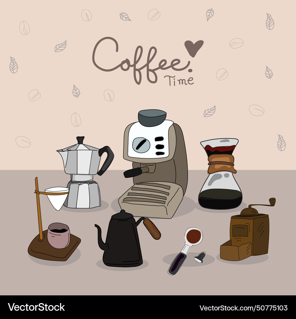 Coffee time graphic design set Royalty Free Vector Image