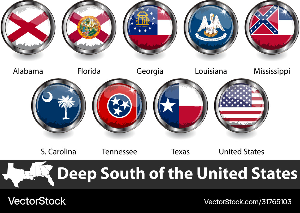 Deep South US Flags Royalty Free Vector Image - VectorStock