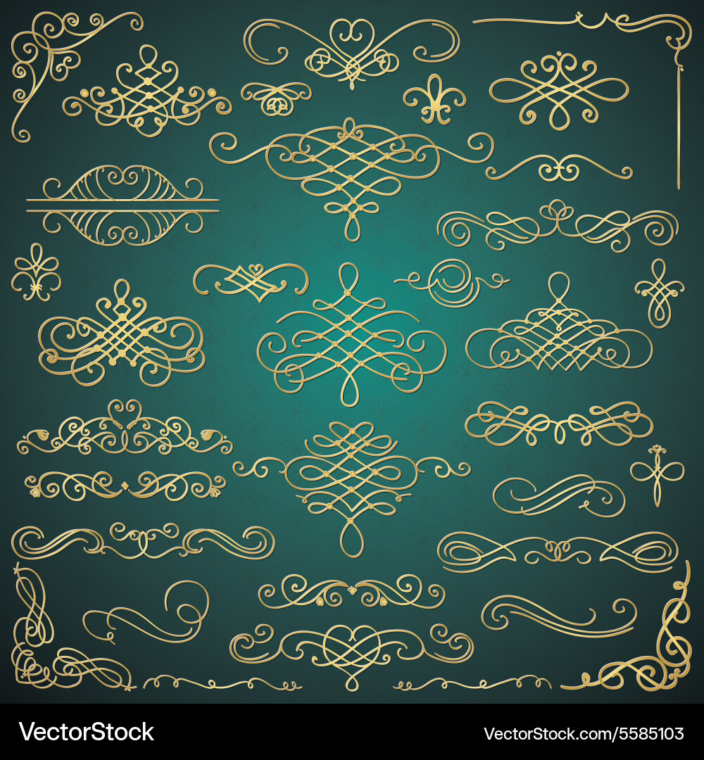 Elegant Golden Swirls & Scrolls Royalty Free Vector
