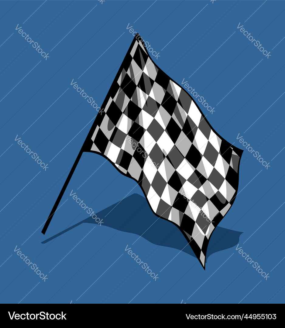 Flag fluttering checkered white background Vector Image