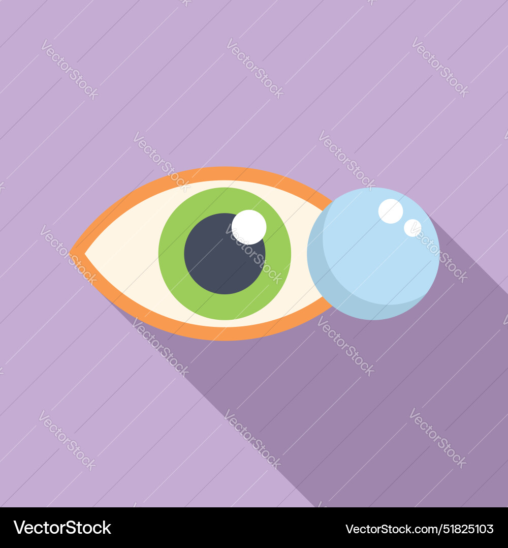 Human eye putting contact lens icon flat style Vector Image