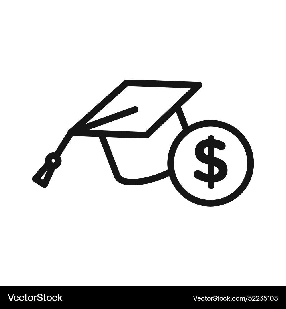 Tuition fee icon black line art logo Royalty Free Vector