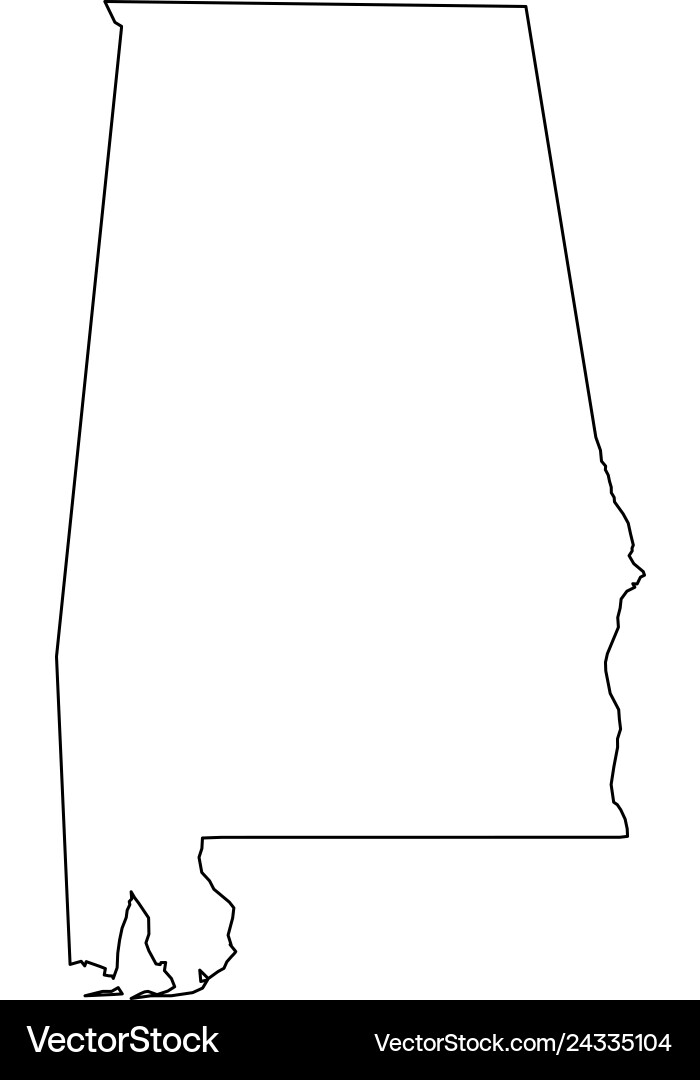 Alabama state of usa - solid black outline map Vector Image