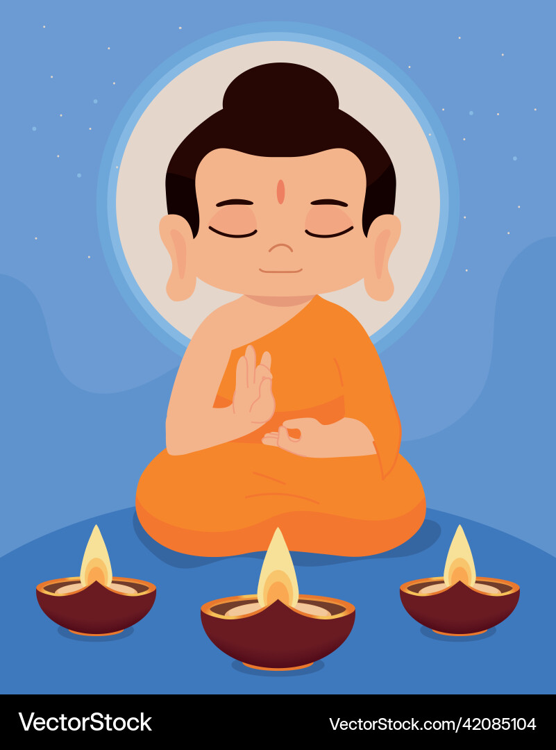 Cute buddha in meditation Royalty Free Vector Image
