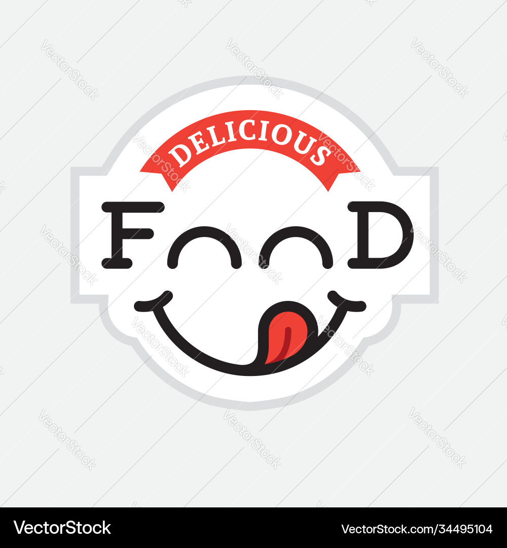 Food logo with yummy face Royalty Free Vector Image