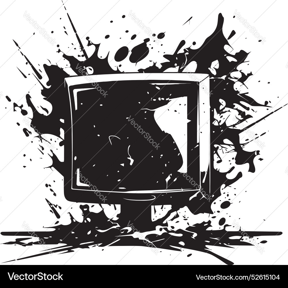 Fractured flatpanel icon design of smashed tv Vector Image