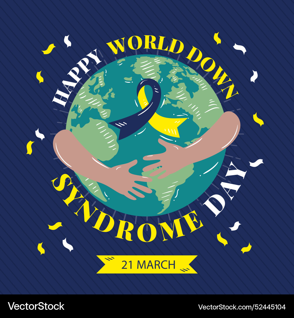 Hand-drawn world down syndrome day with planet Vector Image