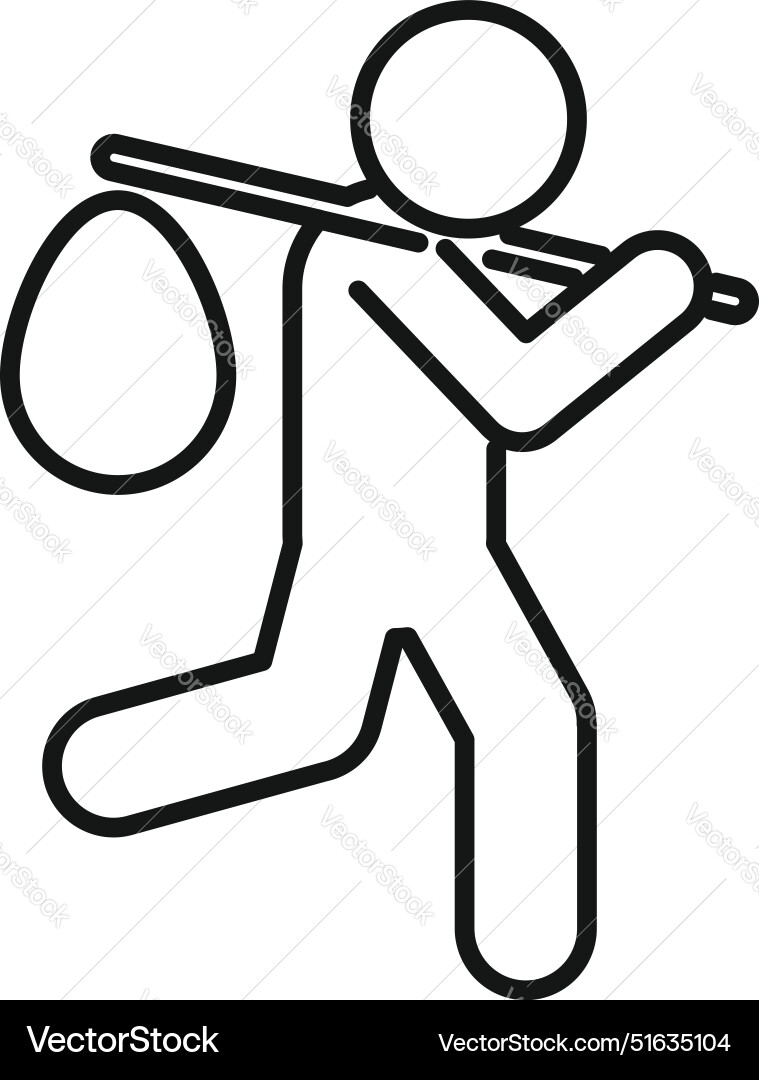 Homeless man is walking with sack on stick Vector Image