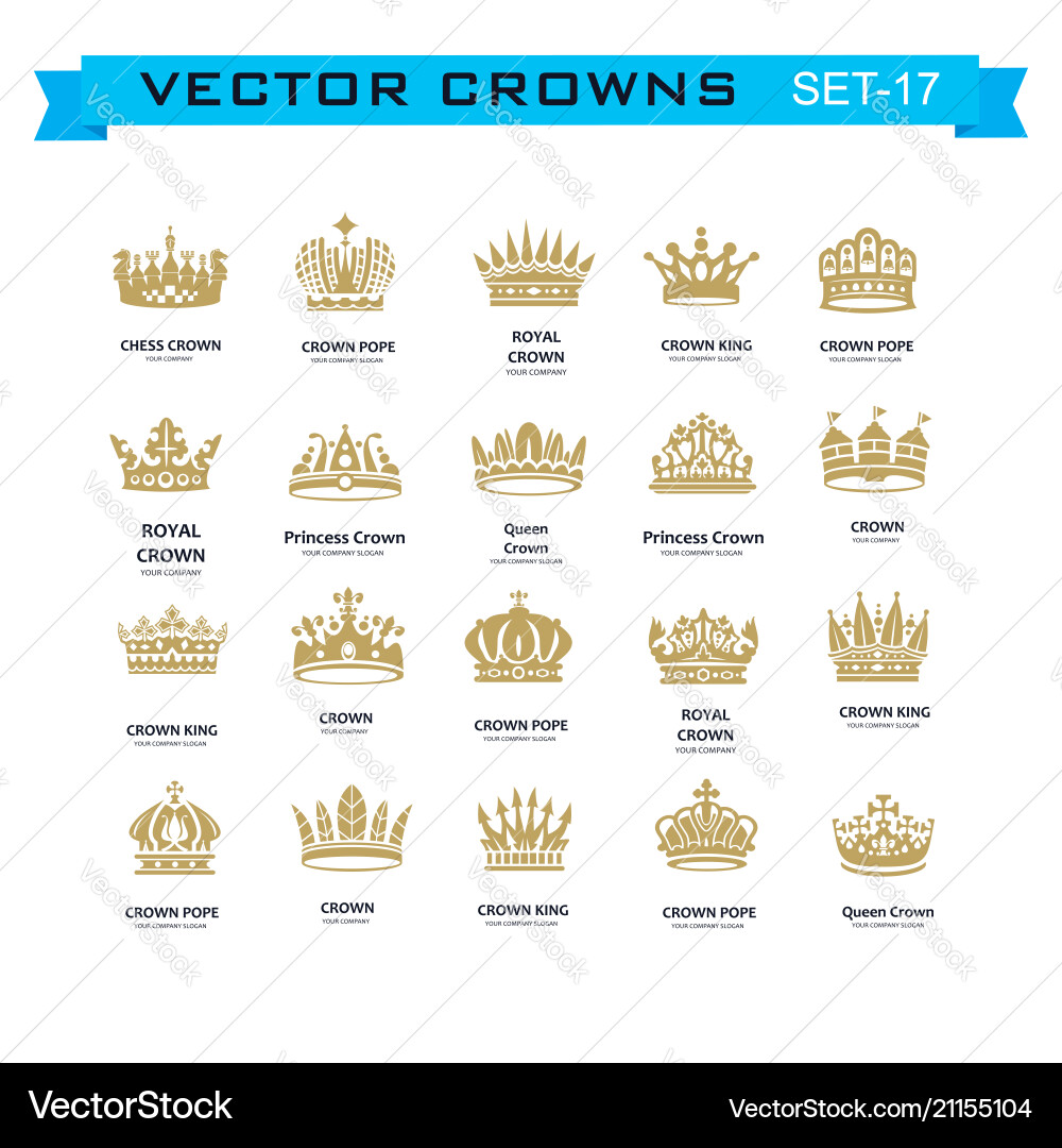 King and queen crowns symbols Royalty Free Vector Image