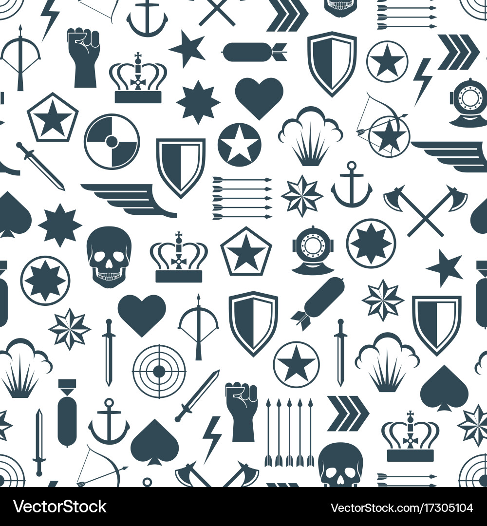 Military seamless pattern with flat army elements Vector Image