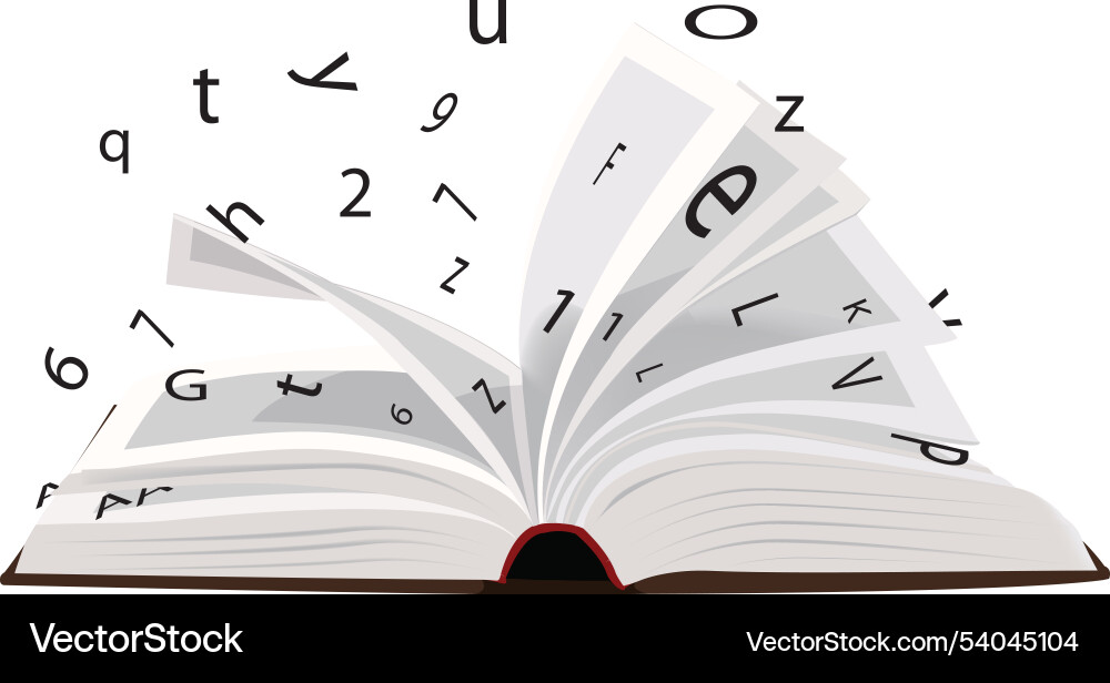 Open book releasing letters and numbers Royalty Free Vector