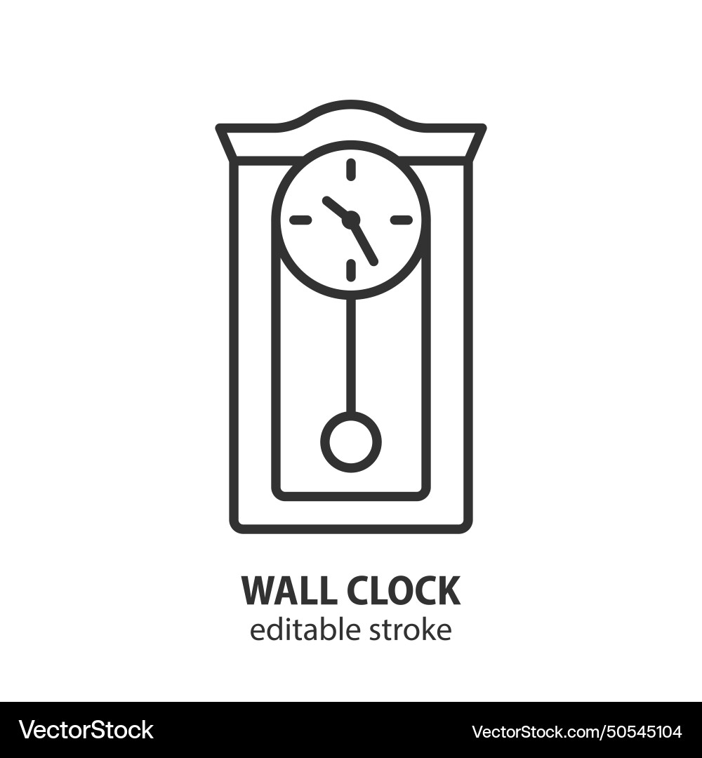 Wall clock line icon pendulum symbol Royalty Free Vector